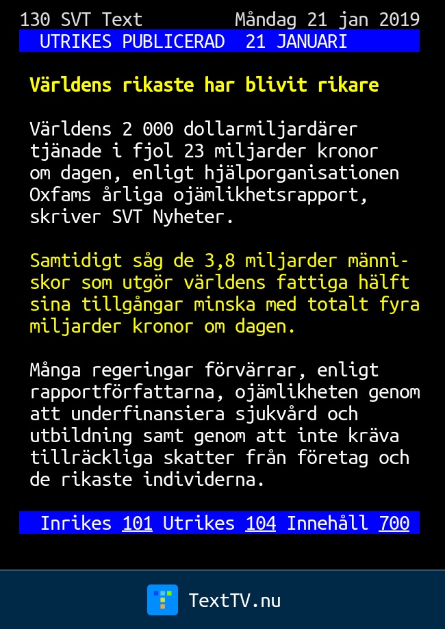 Världens rikaste har blivit rikare - SVT Text TV Världens rikaste har blivit rikare - SVT Text TV