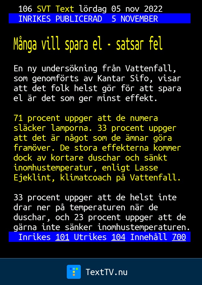 Många vill spara el - satsar fel - SVT Text TV