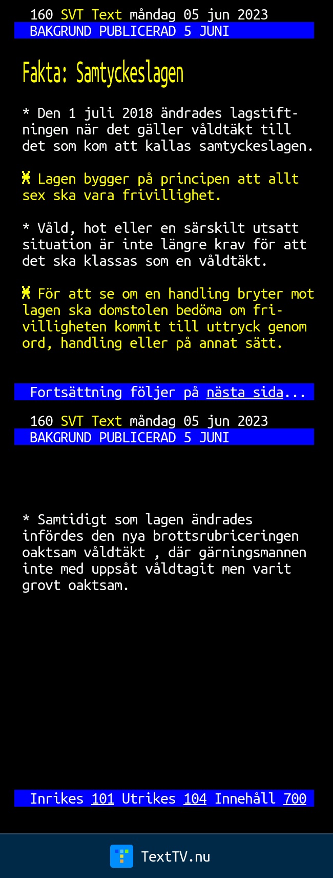 Fakta: Samtyckeslagen - SVT Text TV