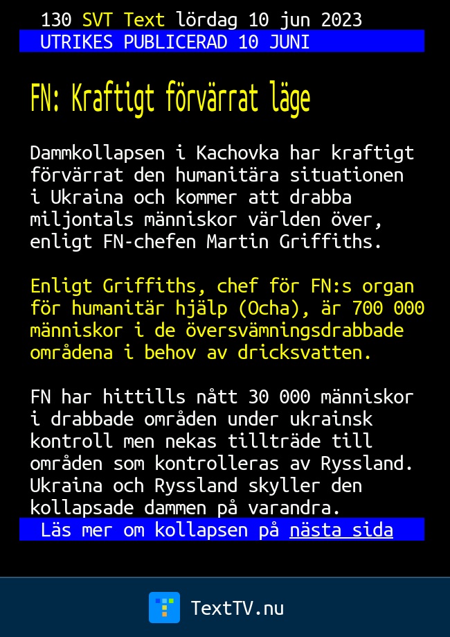 FN: Kraftigt förvärrat läge - SVT Text TV