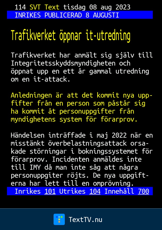 Trafikverket öppnar it-utredning - SVT Text TV