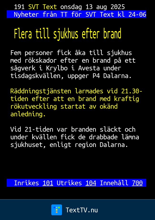 Flera till sjukhus efter brand - SVT Text TV
