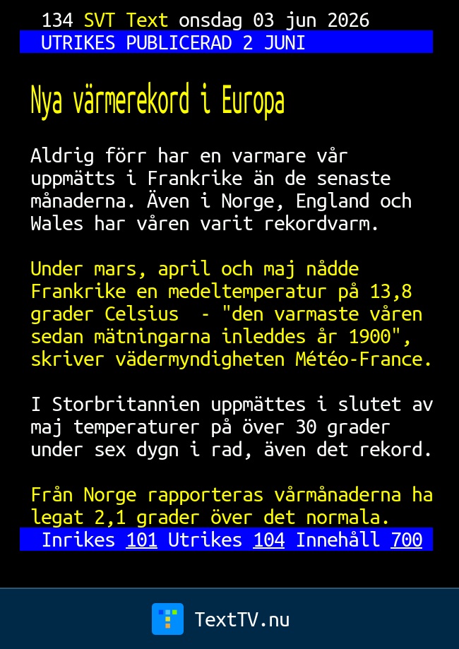 Nya värmerekord i Europa - SVT Text TV